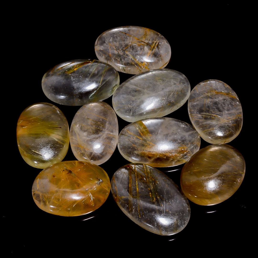 Natural Golden Rutile Quartz Gemstone Lot 10 Pieces Lot 22X15 - Etsy