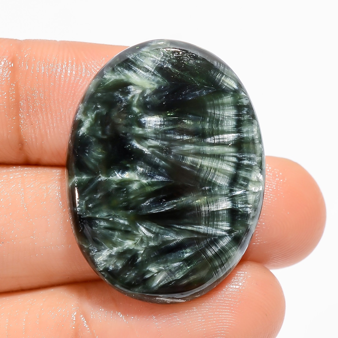 Natural Seraphinite Gemstone Seraphinite Stone 30X23X5 Mm 32 - Etsy