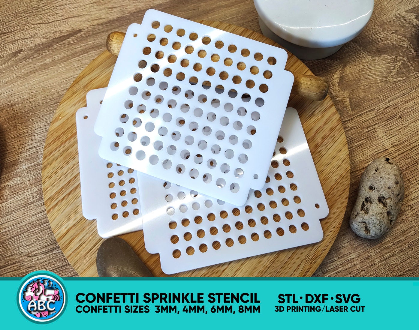 Round Confetti Sprinkle Stencil 4 Sizes for Confectioners. STL File for ...