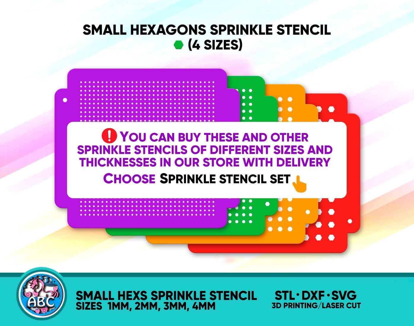 Small Hexagon Sprinkle Stencil (4 Sizes) for Confectioners. STL File ...