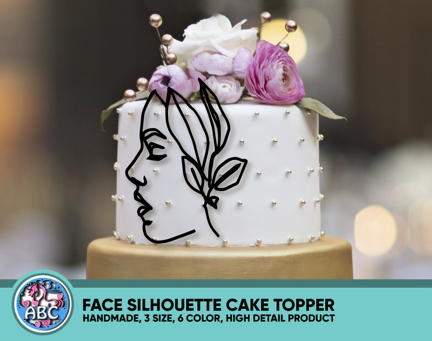 Lady Face Silhouette Cake Topper, Birthday Girl Cake Topper, Art Cake ...