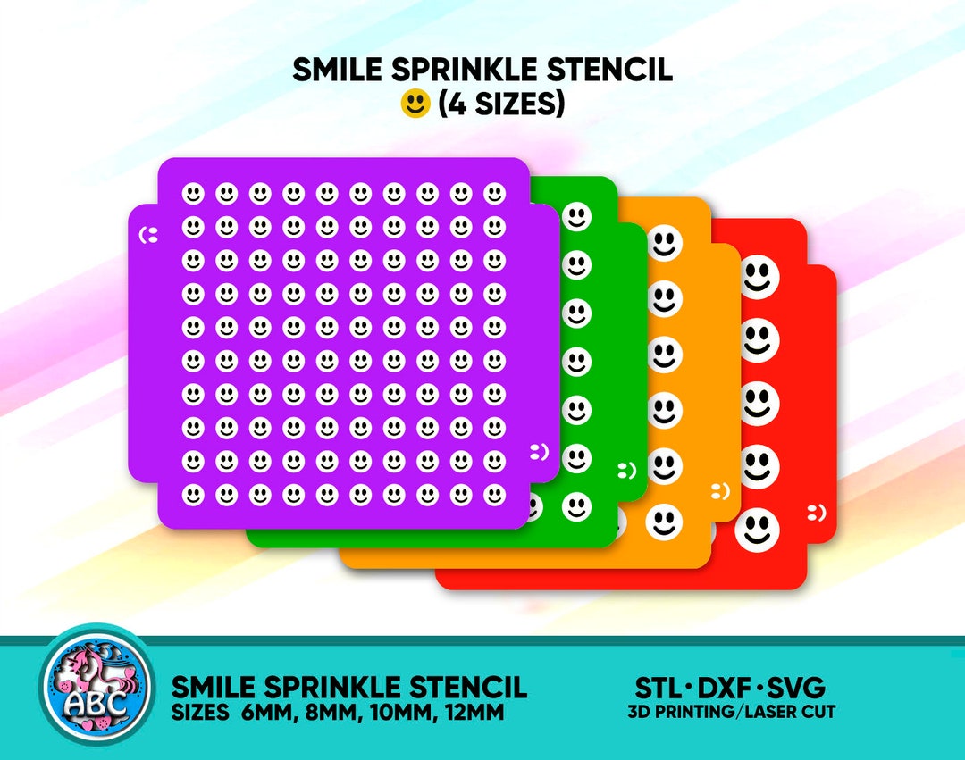 Smile Sprinkle Stencil for Confectioners (4 Sizes, 2 Layers). STL File ...