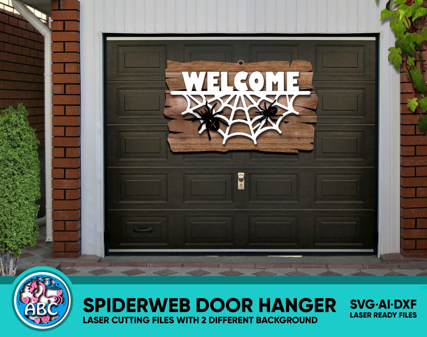 Halloween Welcome Door Sign, Halloween Door Hanger SVG, Spiderweb Decor ...