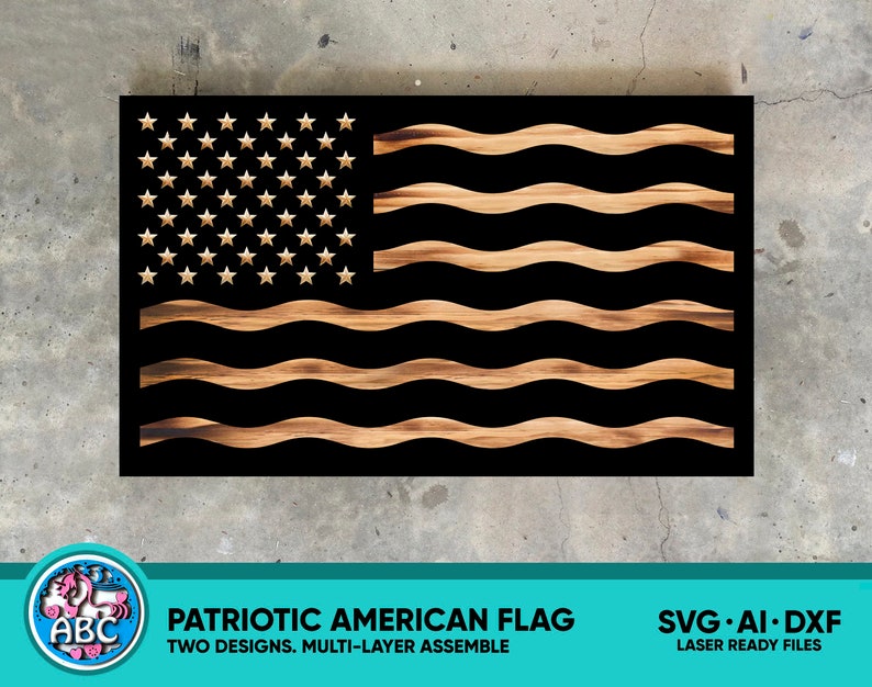 Patriotic American Flag SVG, Waving American Flag USA, Multi-layer ...