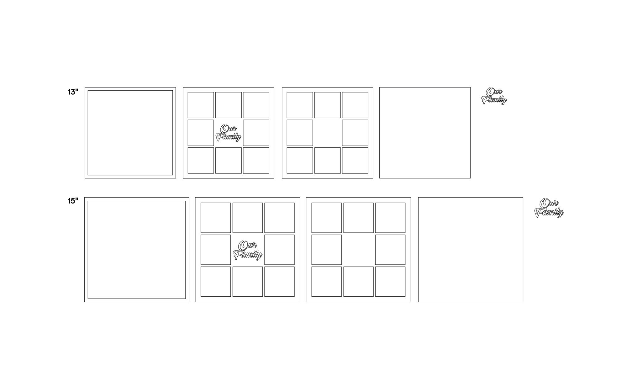 Square Photo Collage Frame File, SVG, DXF, Our Family Collage Frame ...