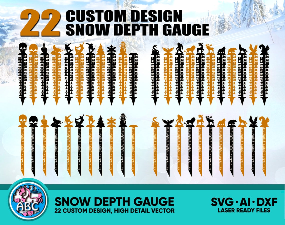 Snow Depth Measuring Gauge SVG, Snow Depth Ruler, Snowman Dxf ...