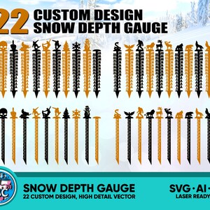 Snow Depth Measuring Gauge SVG, Snow Depth Ruler, Snowman Dxf ...