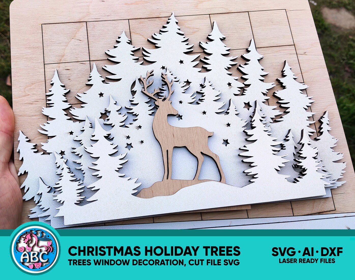 Standing Holiday Trees, Deer in the Forest, Interchangeable Christmas ...