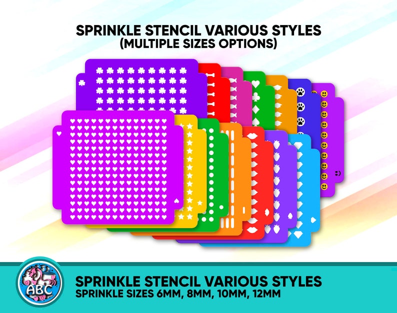 Sprinkle Stencil Set - Hearts, Stars, Jimmies, Round Confetti, Dimonds ...
