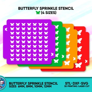 Butterfly Sprinkle Stencil 4 Sizes for Confectioners. STL File for 3D ...