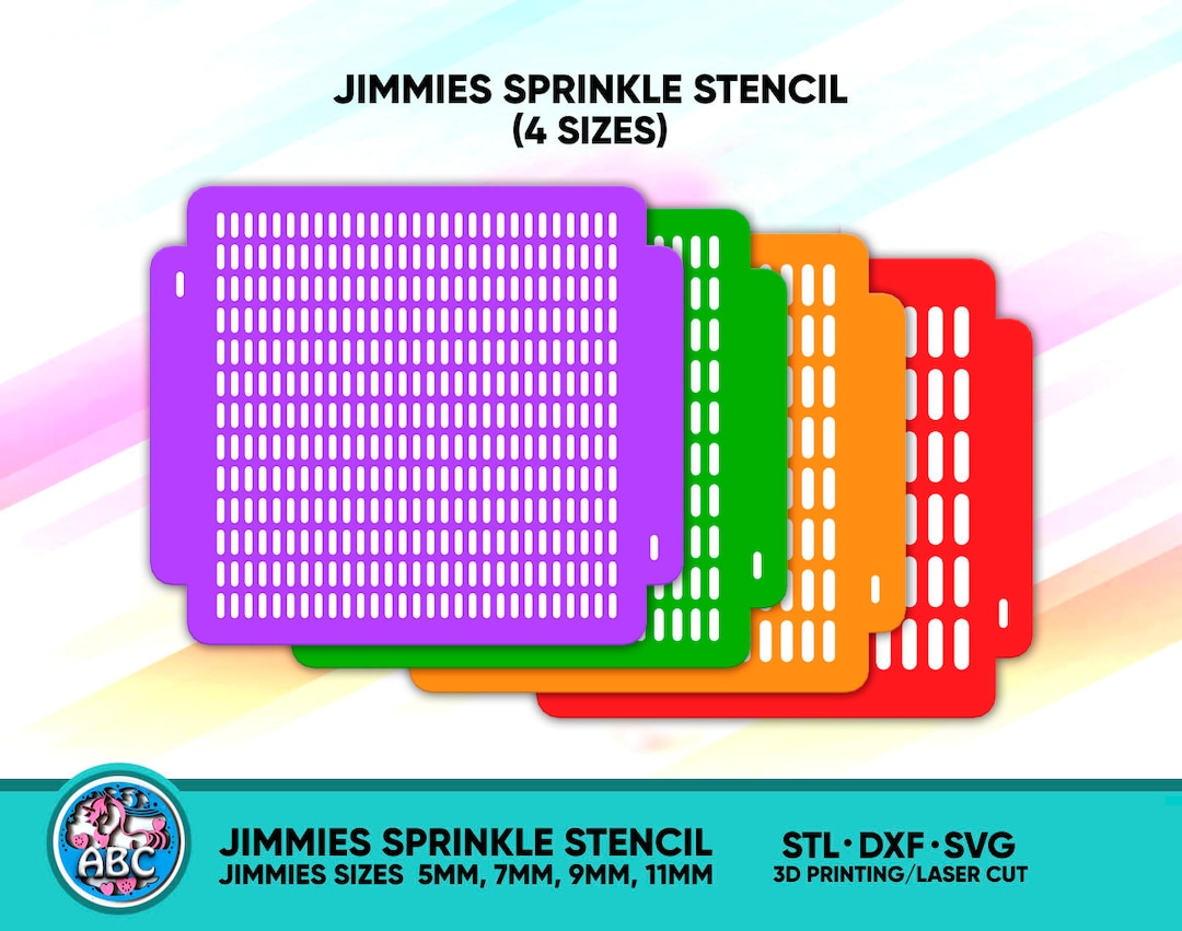 Jimmies Sprinkle Stencil (4 Sizes) for Confectioners. STL File for 3D ...