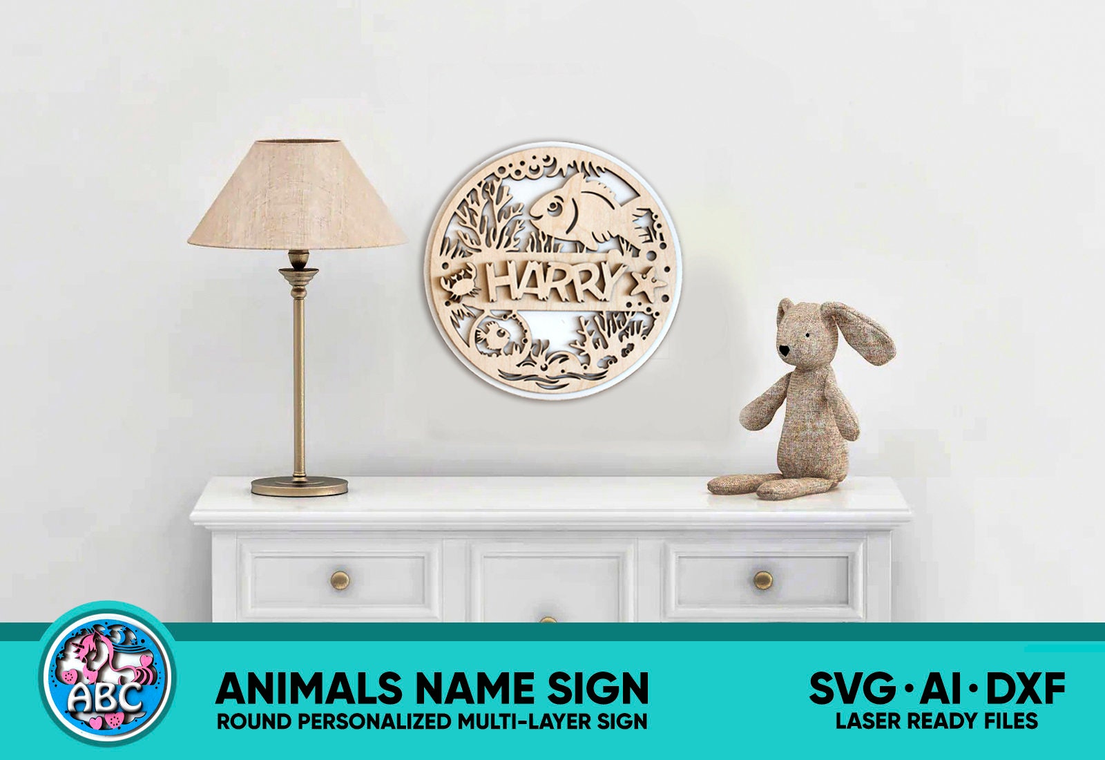 Custom Baby Name Sign SVG and Animal Nursery Sign SVG, Baby Shower Gift ...