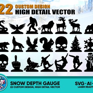 Snow Depth Measuring Gauge SVG, Snow Depth Ruler, Snowman Dxf ...