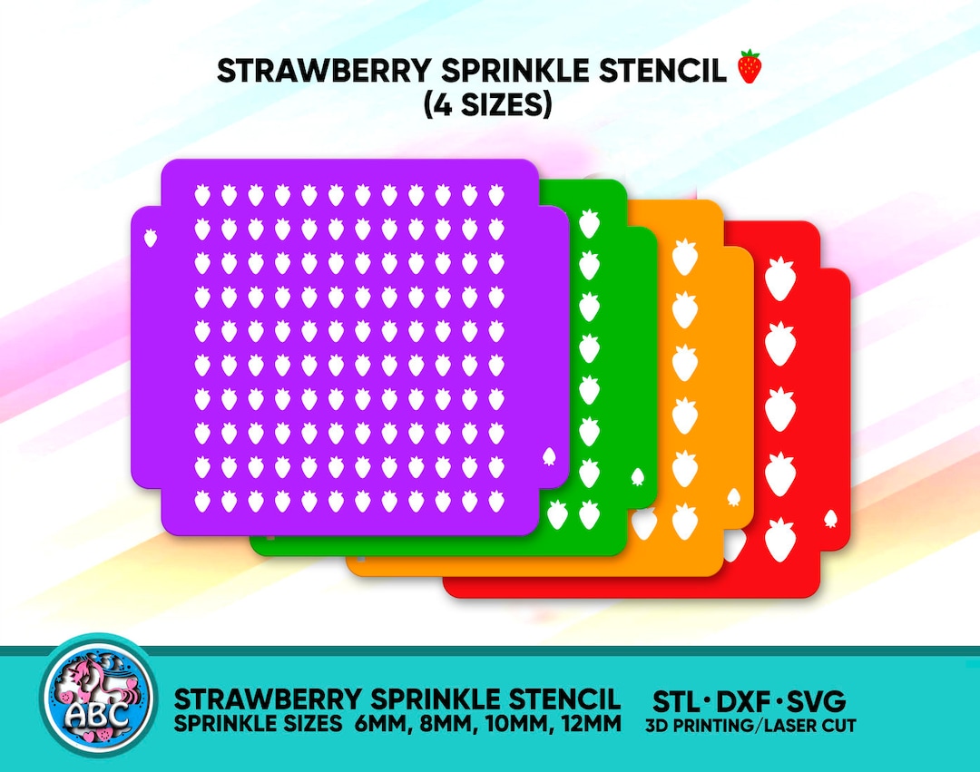 Strawberry Sprinkle Stencil (4 Sizes) for Confectioners. STL File for ...