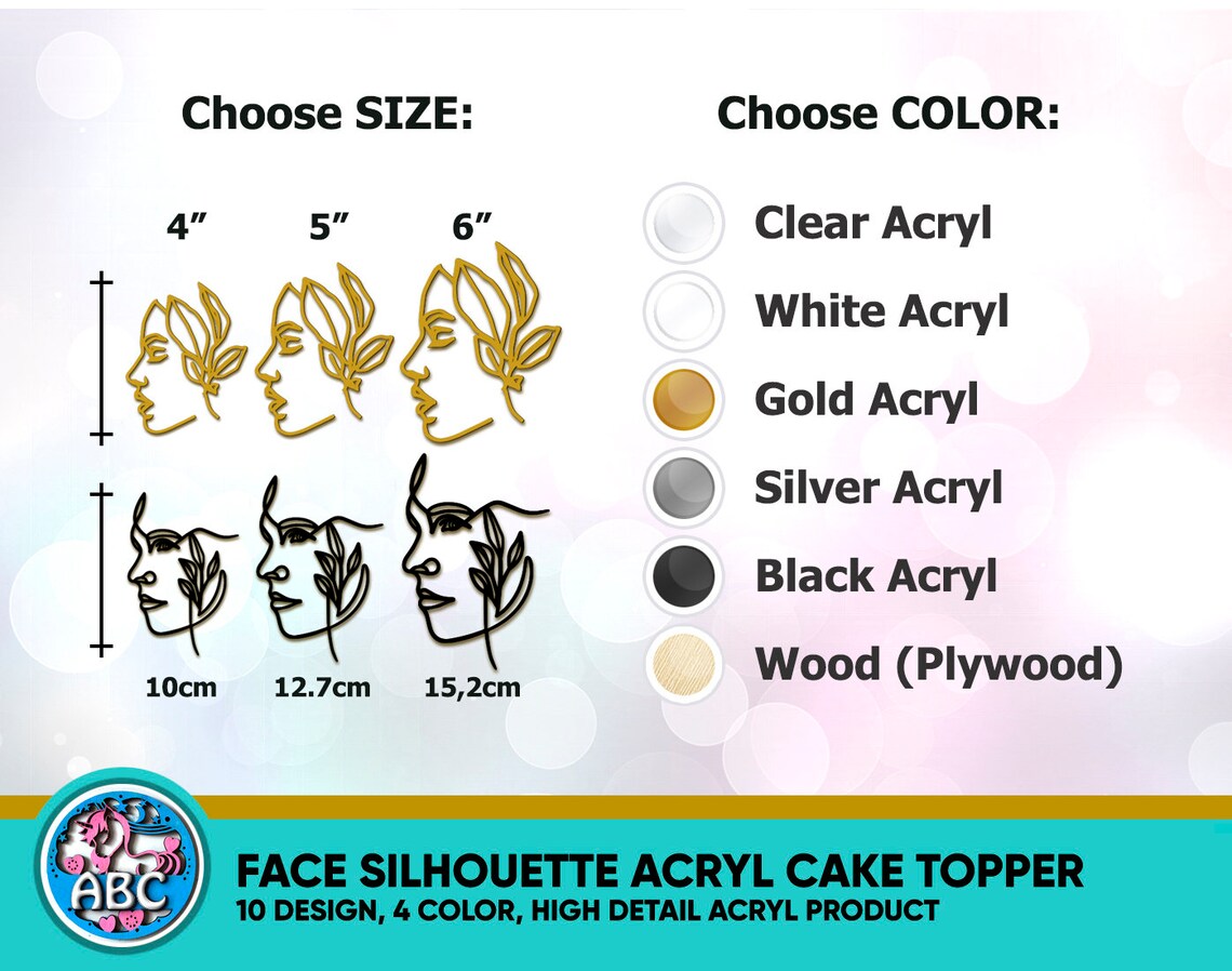 Lady Line Art Face Cake Plaque Part 1, Acryl Face Cake Topper, Line Art Woman Bundle Cake Topper ...