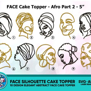 Lady Line Art Face Cake Plaque African Woman Part 2, Line Art Black ...