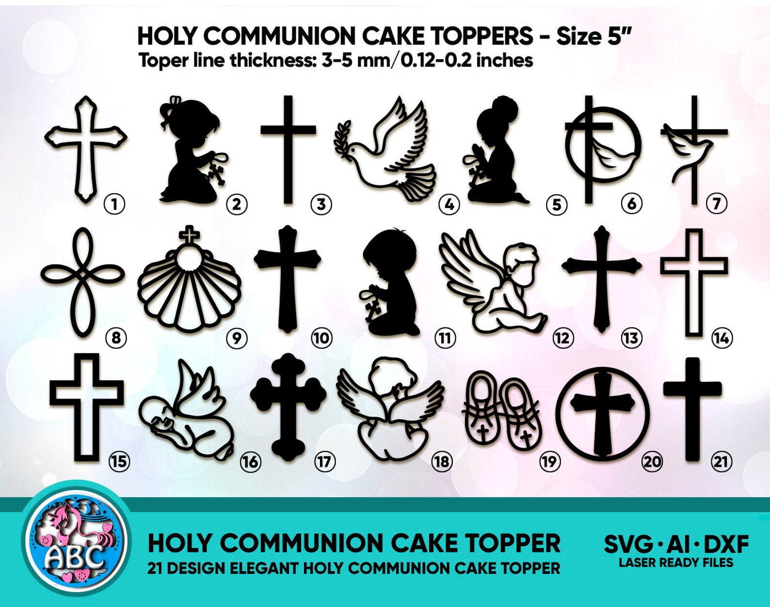 Holy Communion Cake Topper, Baptism Cake Topper SVG, God Bless Cake ...