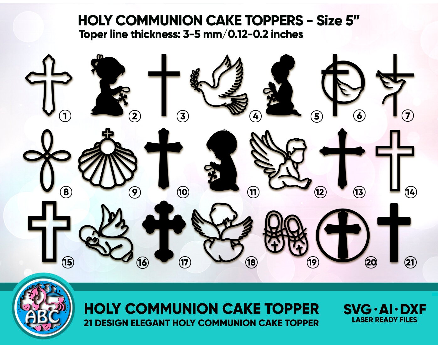 Holy Communion Cake Topper, Baptism Cake Topper SVG, God Bless Cake ...
