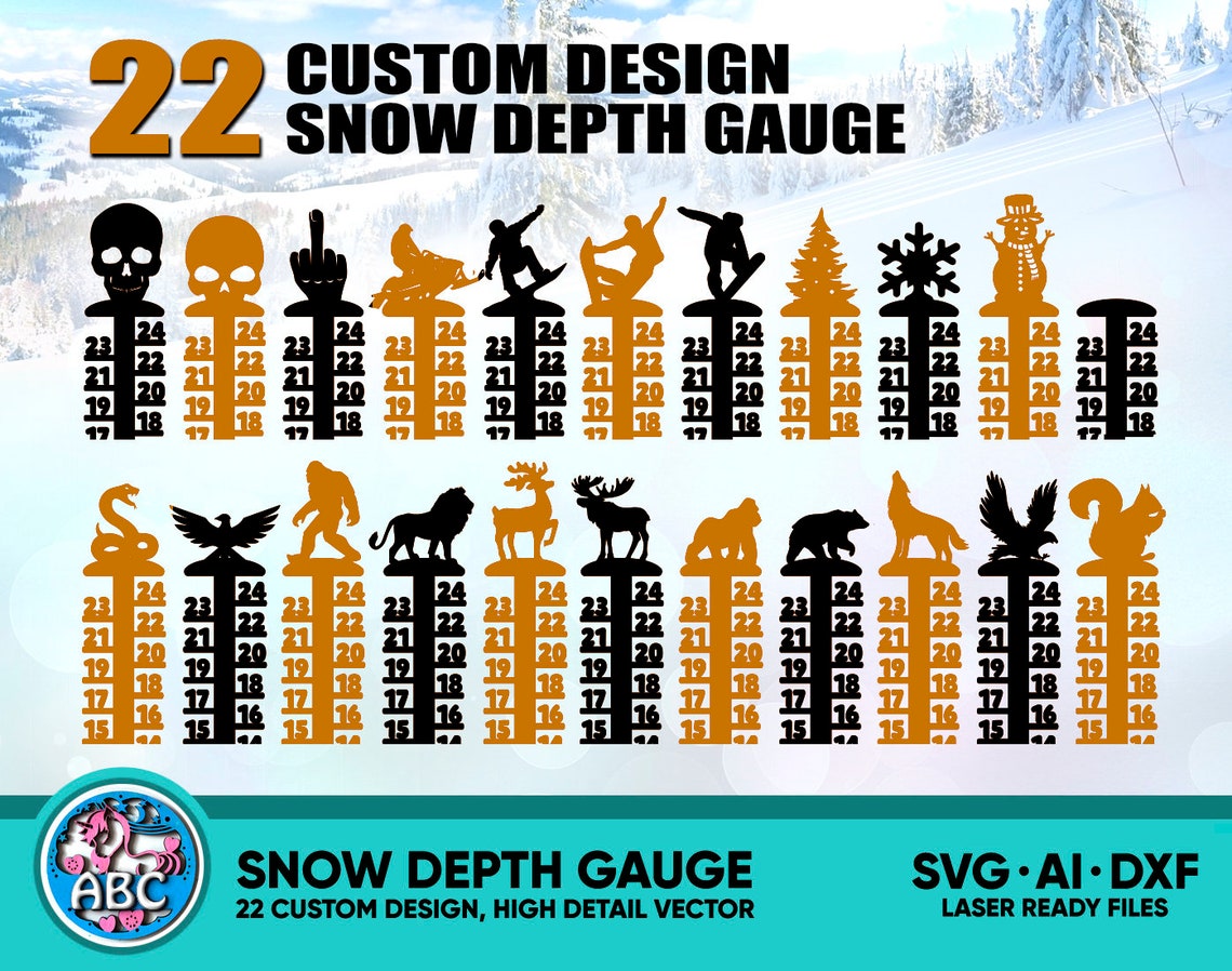 Snow Depth Measuring Gauge SVG, Snow Depth Ruler, Snowman Dxf ...