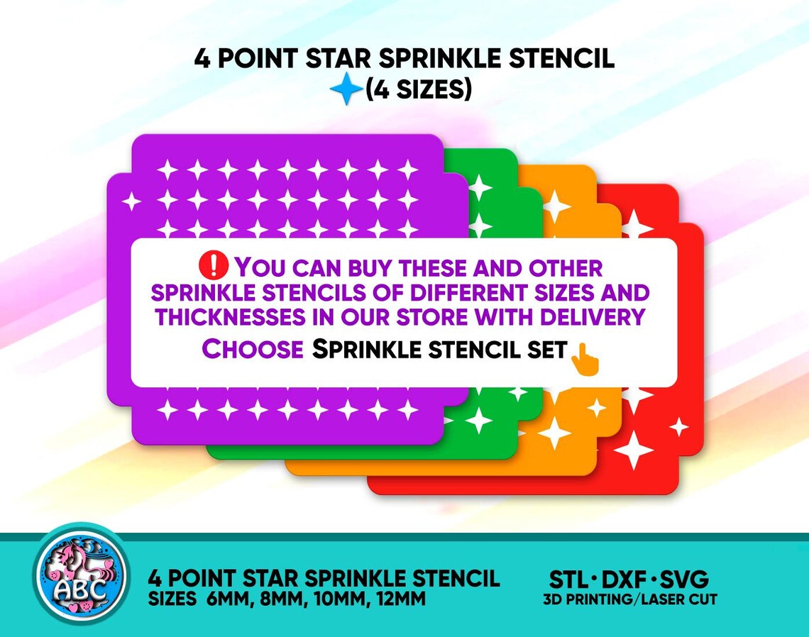 Four Point Star Sprinkle Stencil (4 Sizes). Four Point Star Sprinkles ...