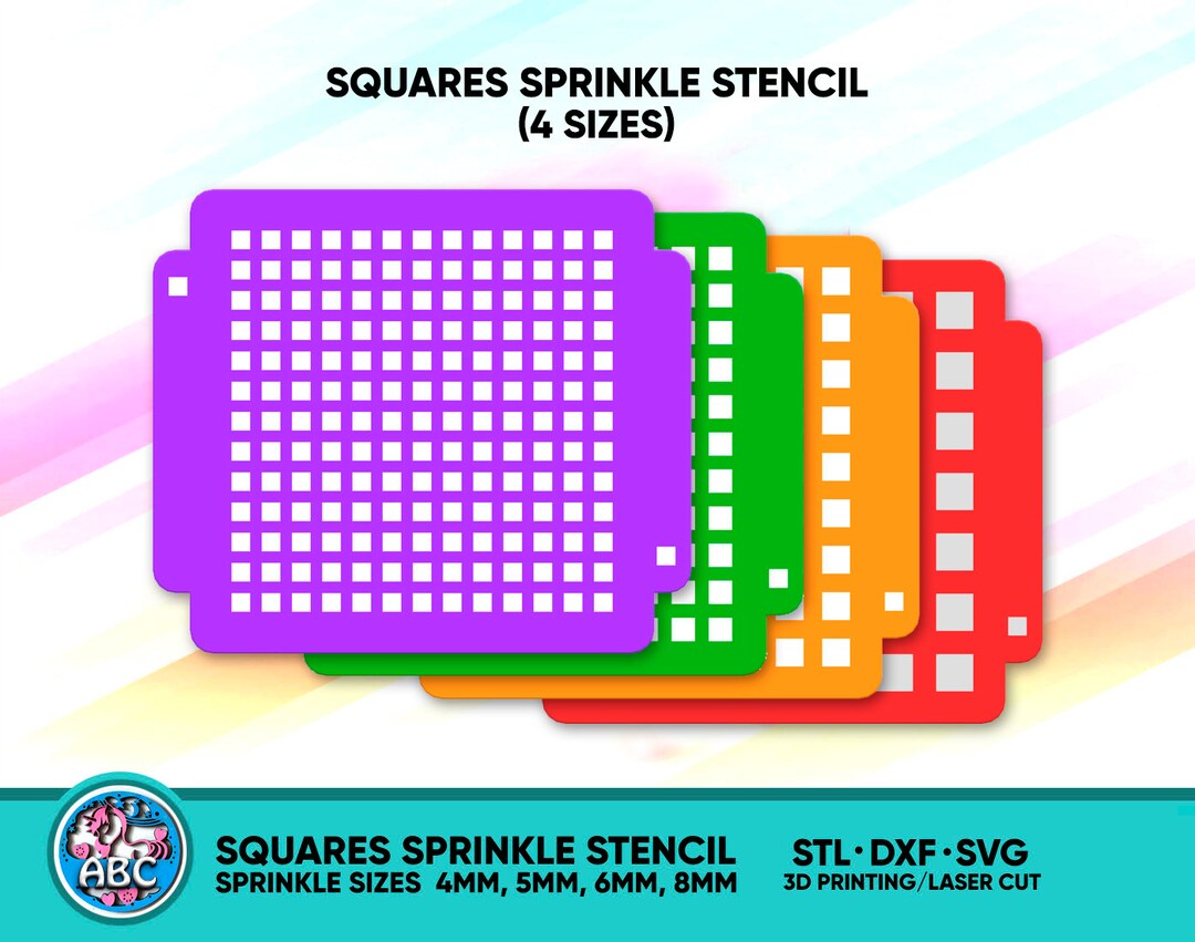 Squares Sprinkle Stencil (4 Sizes) for Confectioners. Squares Stencil ...