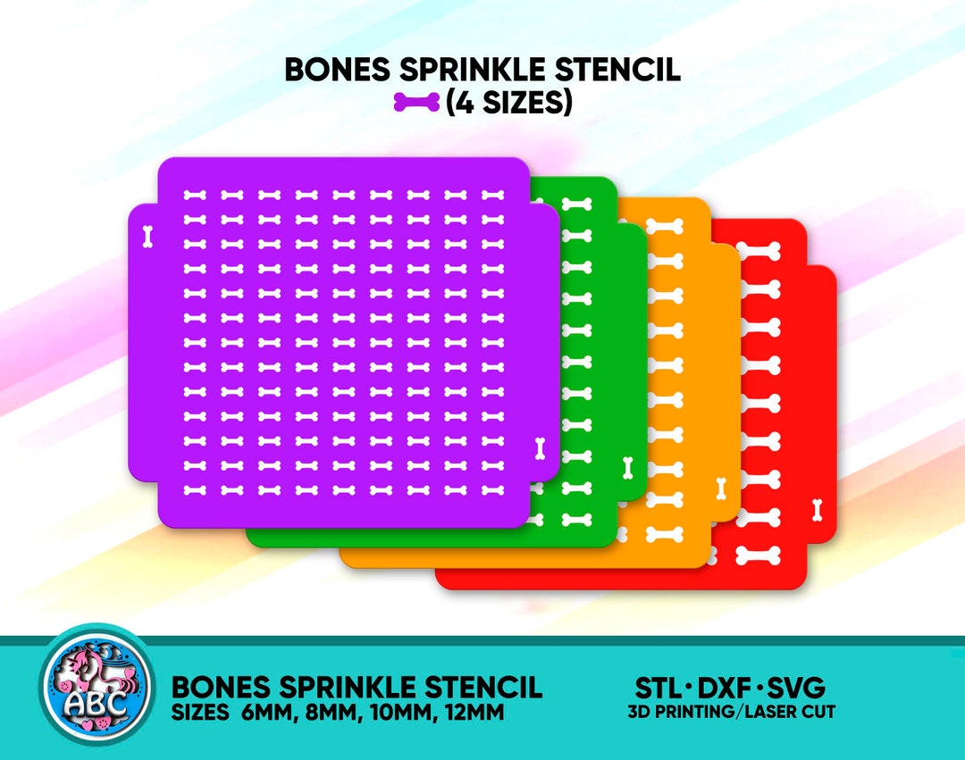 Bones Sprinkle Stencil for Confectioners (4 Sizes). STL File for 3D ...