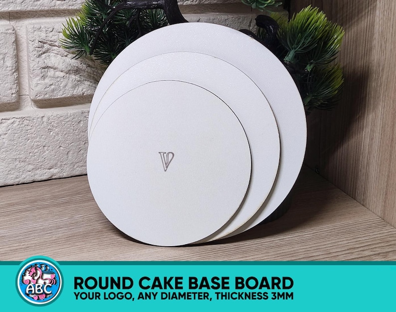 Custom Cake Board - Set 5 Pcs, Logo Cake Base, 3mm Wooden Base for ...