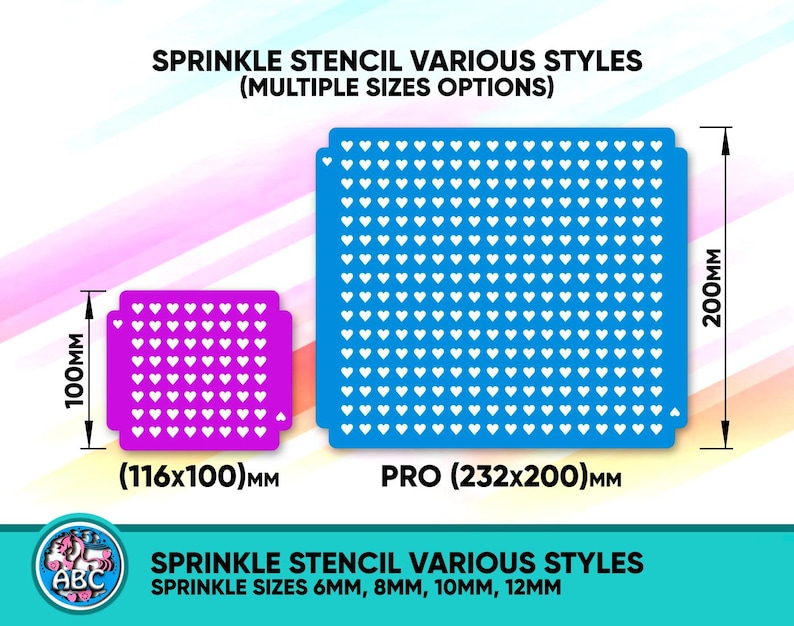 Sprinkle Stencil Set - Hearts, Stars, Jimmies, Round Confetti, Dimonds ...