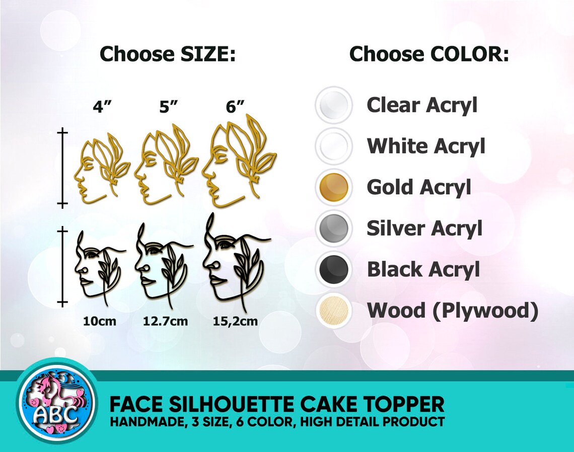 Lady Face Silhouette Cake Topper, Birthday Girl Cake Topper, Art Cake ...