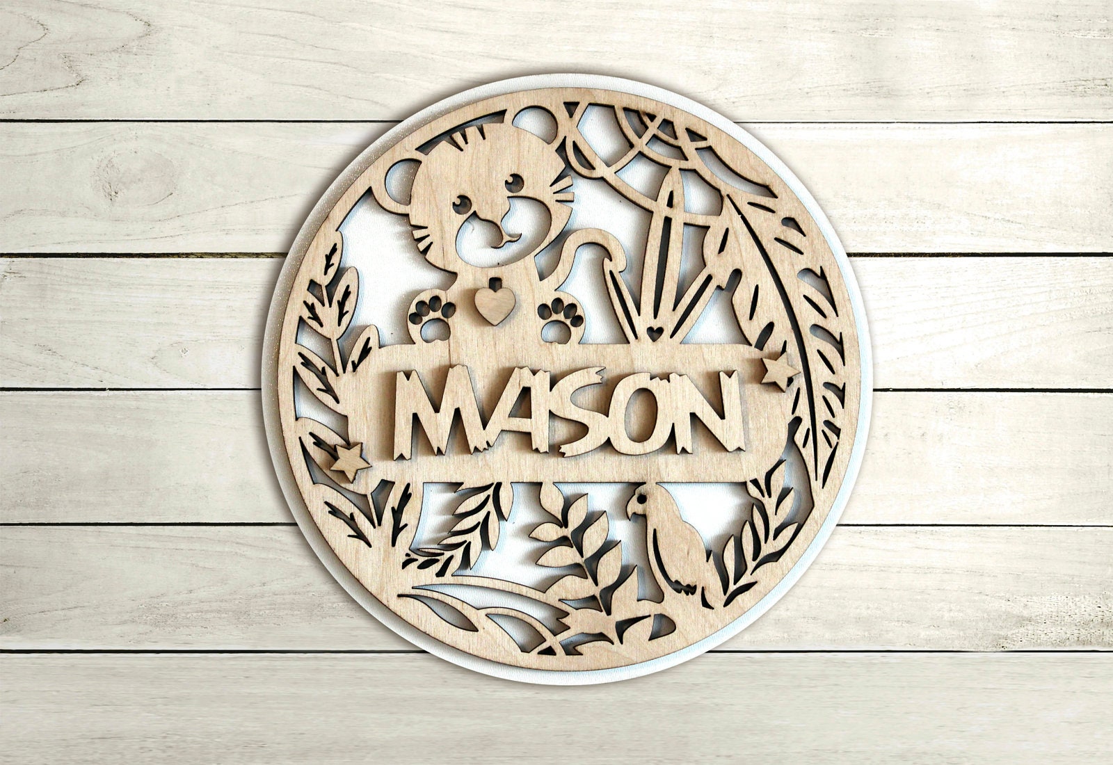 Custom Baby Name Sign SVG and Animal Nursery Sign SVG, Baby Shower Gift ...