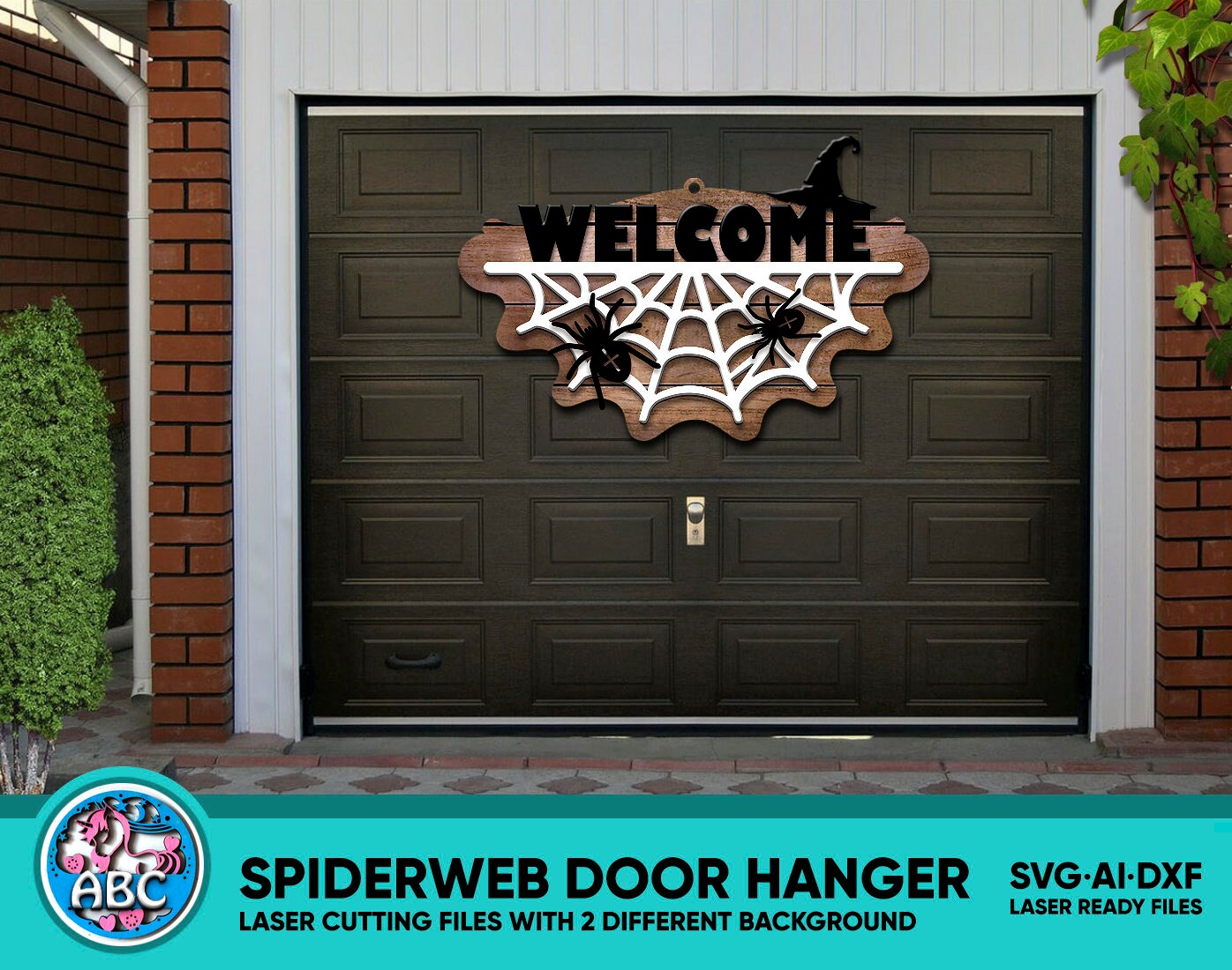 Halloween Welcome Door Sign, Halloween Door Hanger SVG, Spiderweb Decor ...