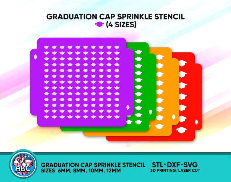 Graduation Cap Sprinkle Stencil for Confectioners (4 Sizes). STL File ...