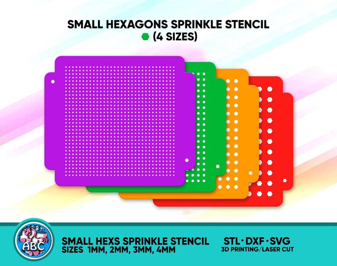 Small Hexagon Sprinkle Stencil (4 Sizes) for Confectioners. STL File ...