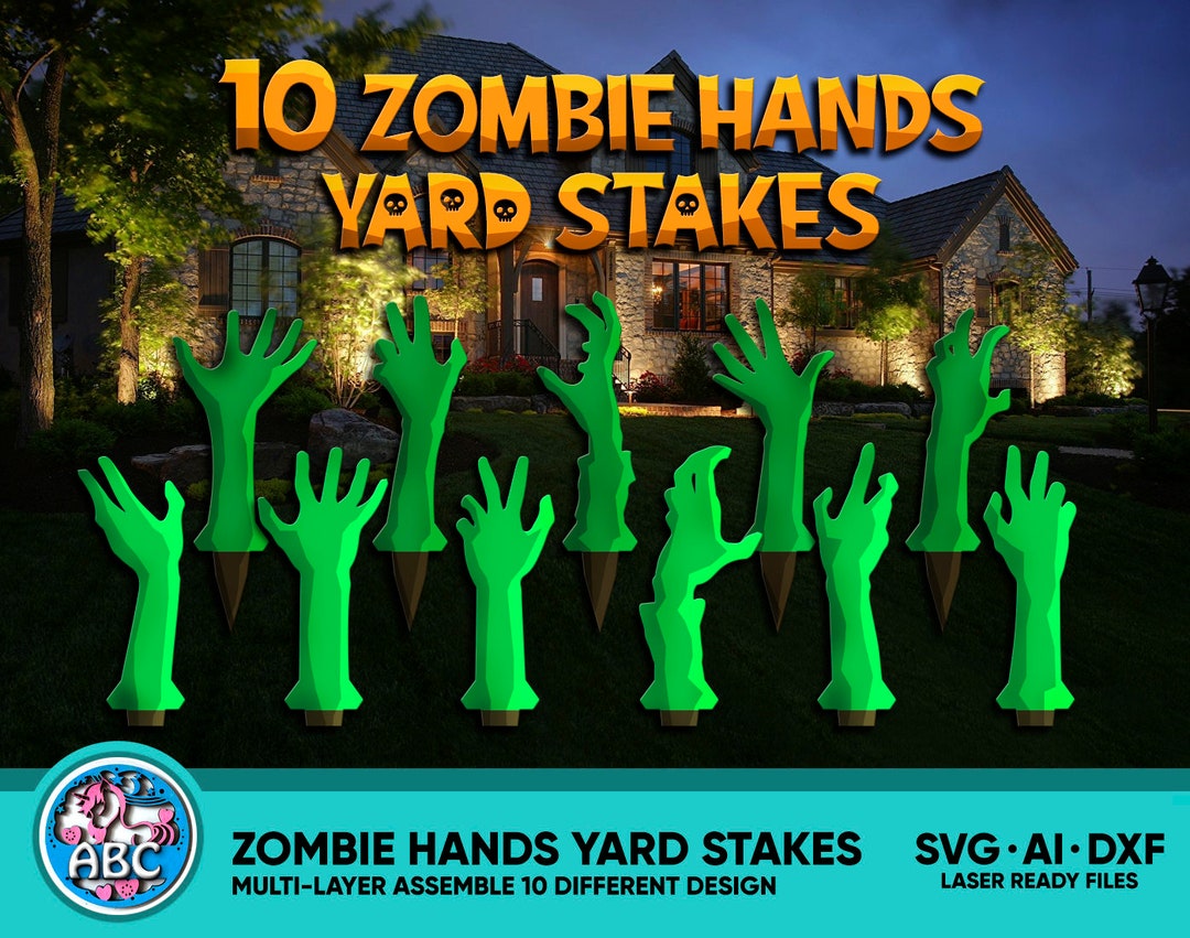 Halloween Yard Stakes Svg - Zombie Hands, Halloween Yard Decor ...