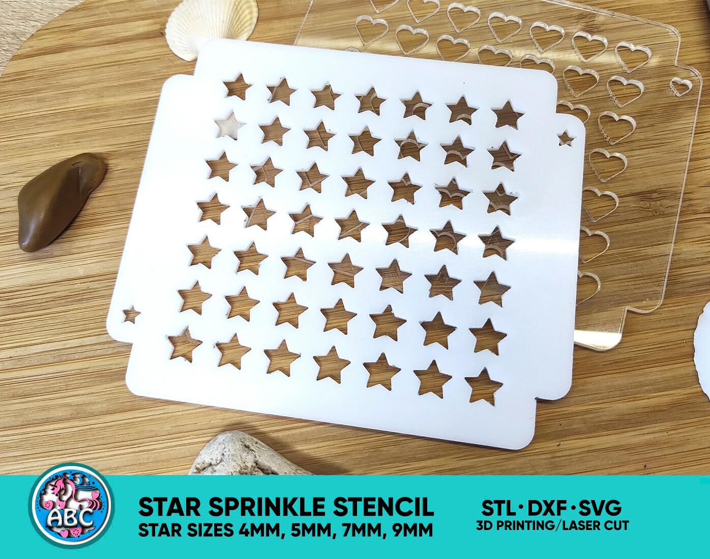 Star Sprinkle Stencil for Confectioners (4 Sizes). STL File for 3D ...