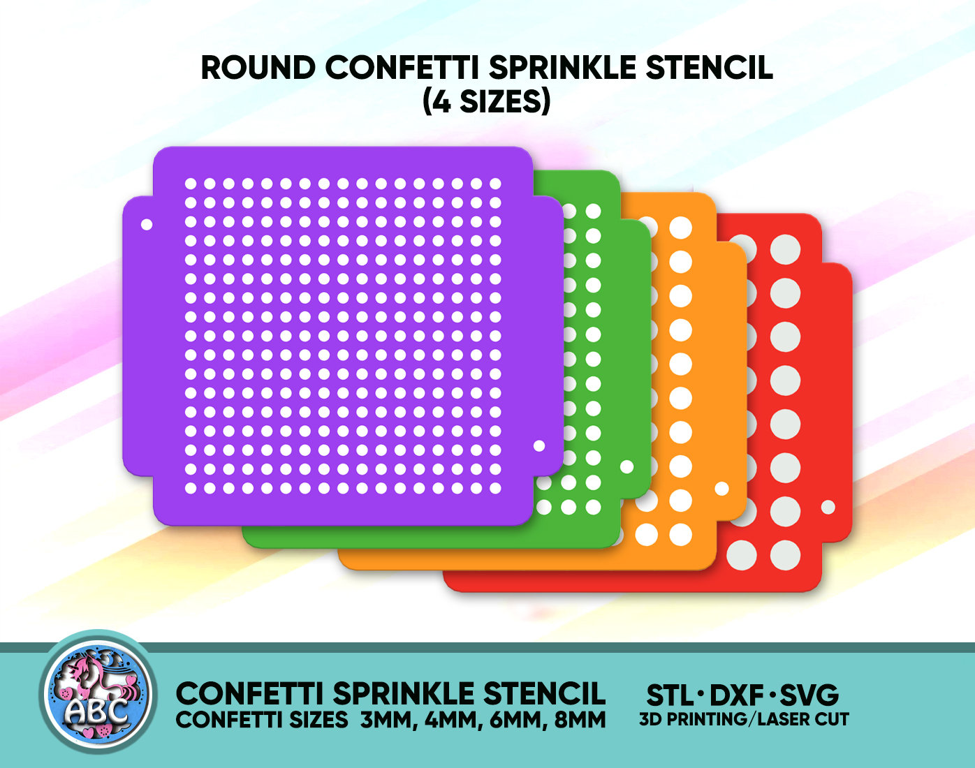 Round Confetti Sprinkle Stencil (4 Sizes) for Confectioners. STL File ...