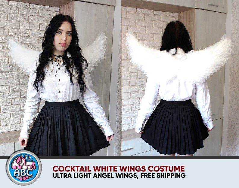 Cocktail White Wings Costume, Party Wings, White Angel Wings, Halloween ...