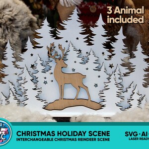 Standing Holiday Trees, Deer in the Forest, Interchangeable Christmas ...