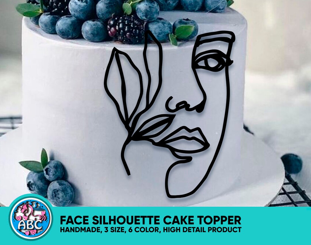 Birthday Girl Cake Topper, Abstract Line Art Face Cake Topper, Birthday ...