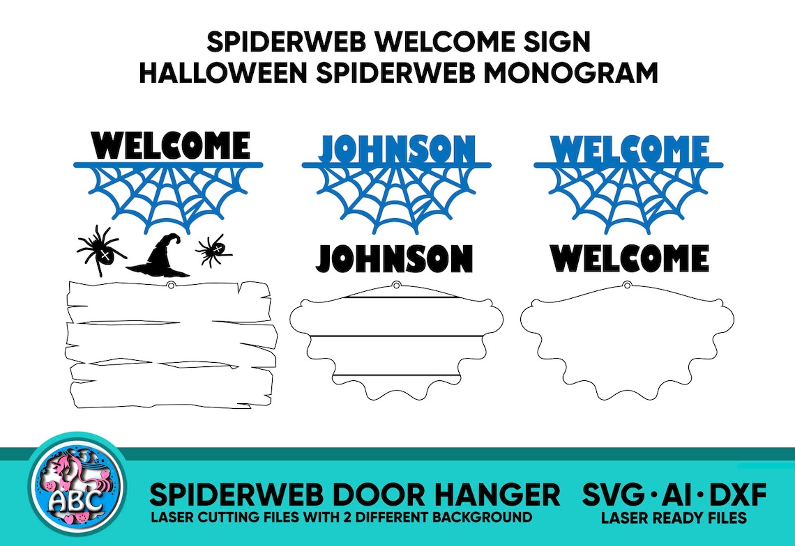 Halloween Welcome Door Sign, Halloween Door Hanger SVG, Spiderweb Decor ...