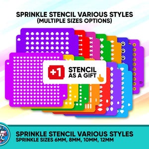 Sprinkle Stencil Set - Hearts, Stars, Jimmies, Round Confetti, Dimonds ...