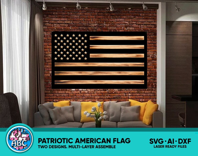 Patriotic American Flag SVG, Waving American Flag USA, Multi-layer ...