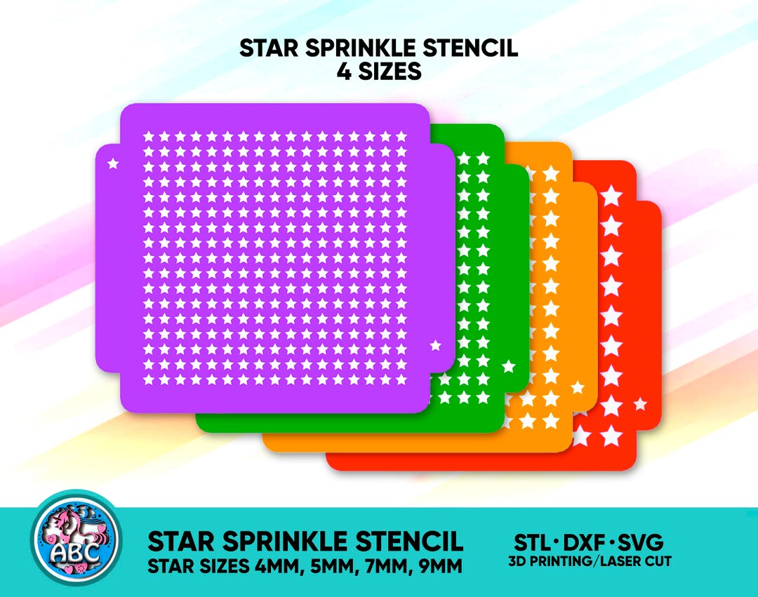 Star Sprinkle Stencil for Confectioners (4 Sizes). STL File for 3D ...