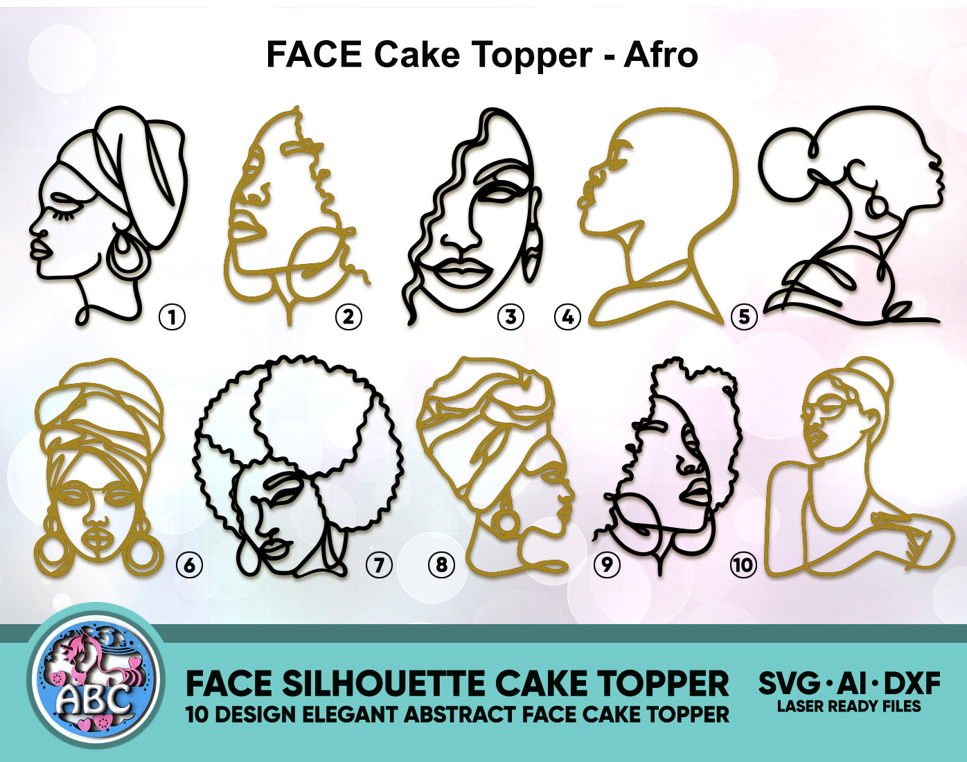 Lady Line Art Face Cake Plaque African, Line Art Black Woman Cake ...