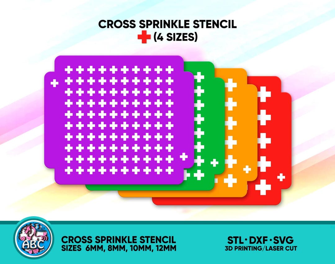 Cross Sprinkle Stencil (4 Sizes). Sprinkles Stencil STL File for 3D ...