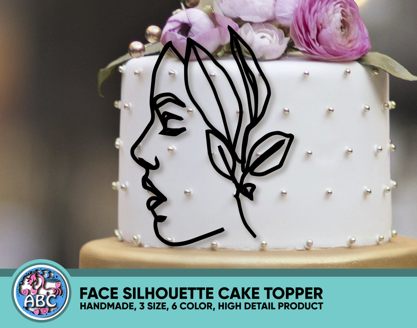 Lady Face Silhouette Cake Topper, Birthday Girl Cake Topper, Art Cake ...