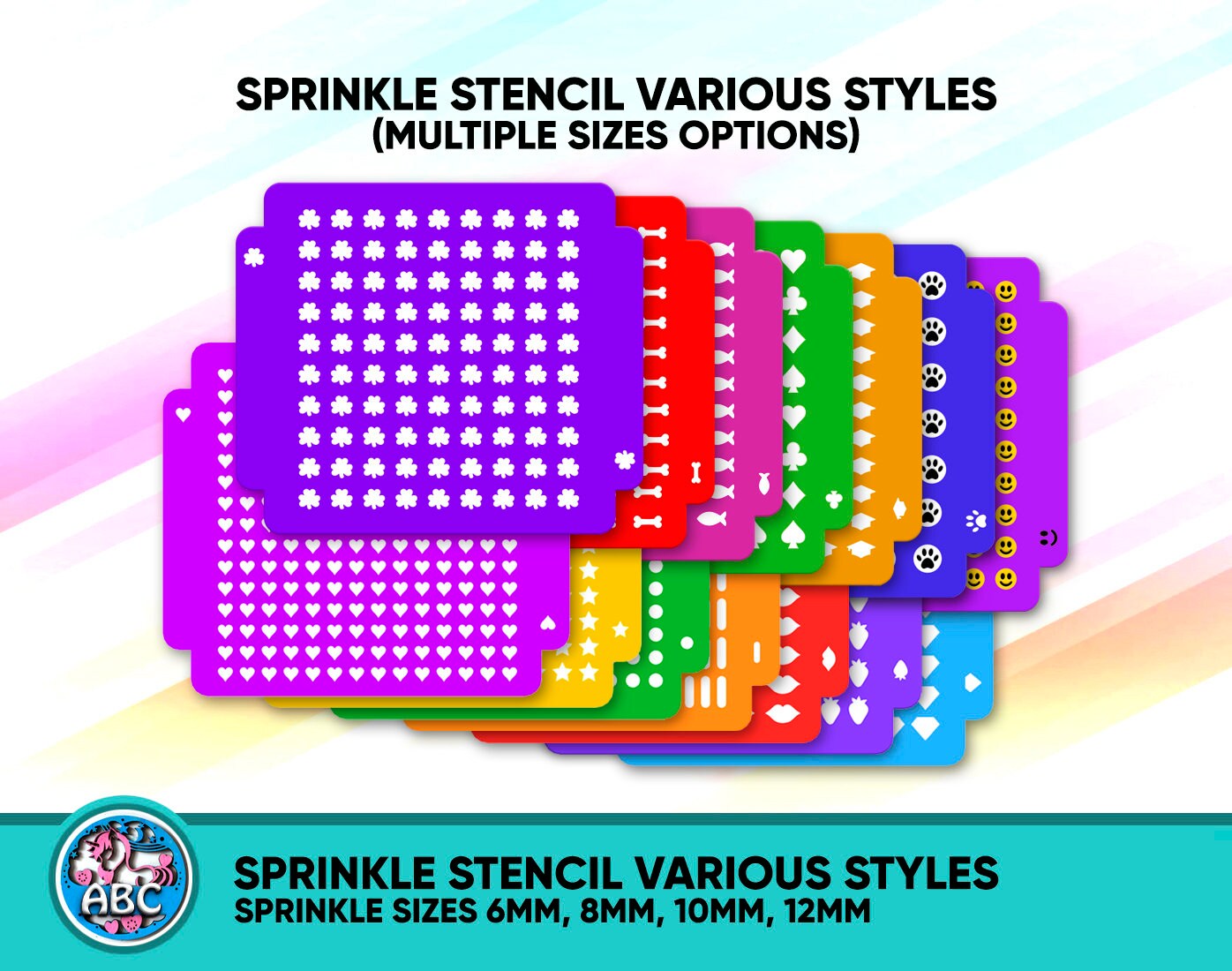 Sprinkle Stencil Set - Hearts, Stars, Jimmies, Round Confetti, Dimonds ...