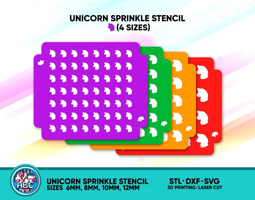 Unicorn Sprinkle Stencil (4 Sizes) for Confectioners. Horse Stencil STL ...