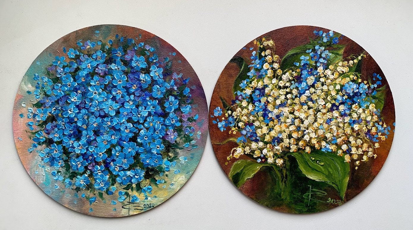 Forget Me Not Forget-me-not Flowers, Forget-me-not Painting, Round ...