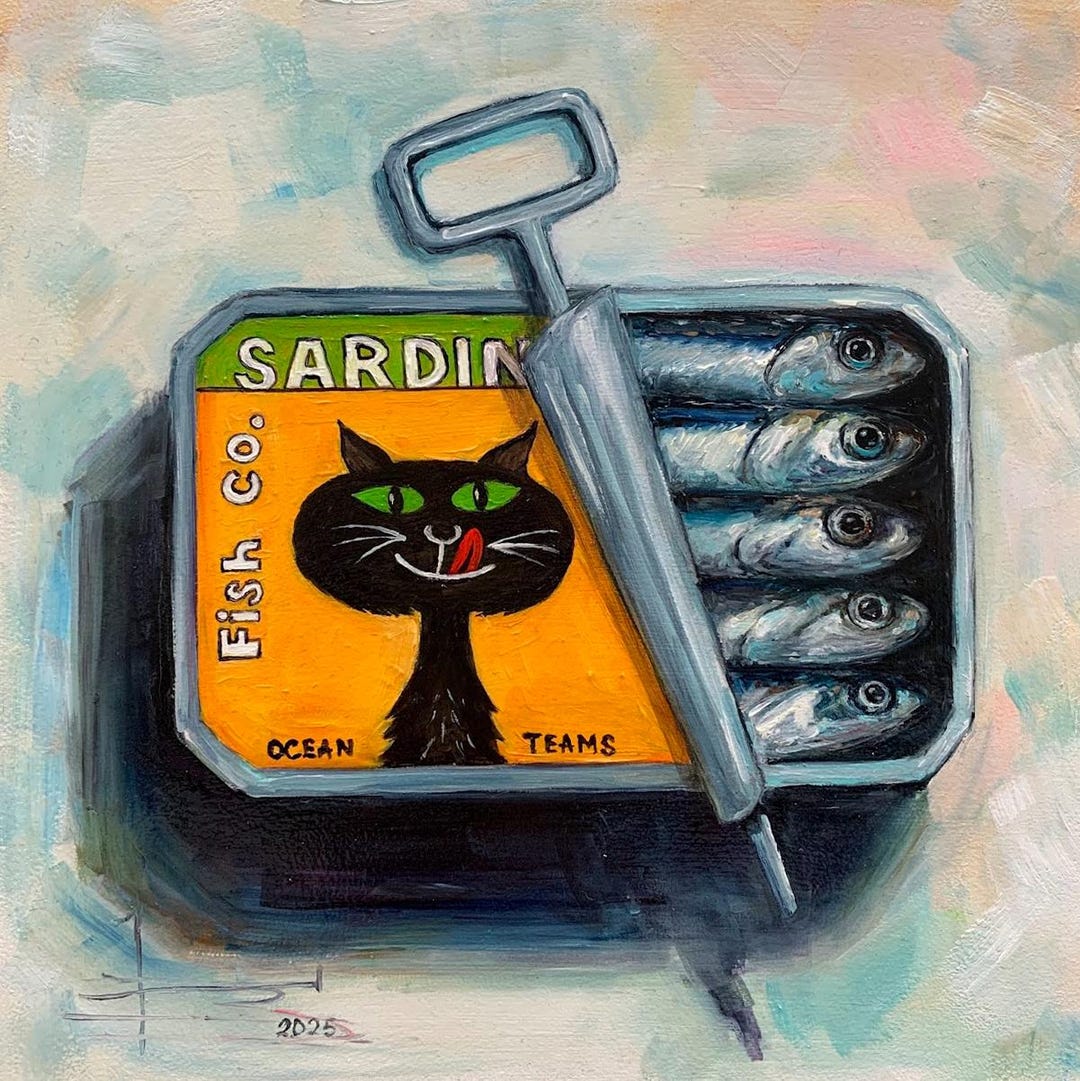 Sardine Art Original Painting Sardines Still Life Ocean Oil Painting ...